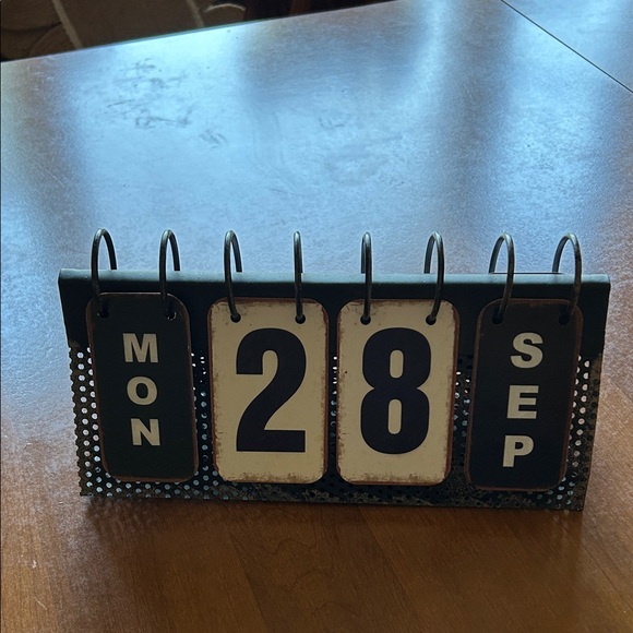 Accents | Vintage Metal Perpetual Calendar With Black And White Tiles ...